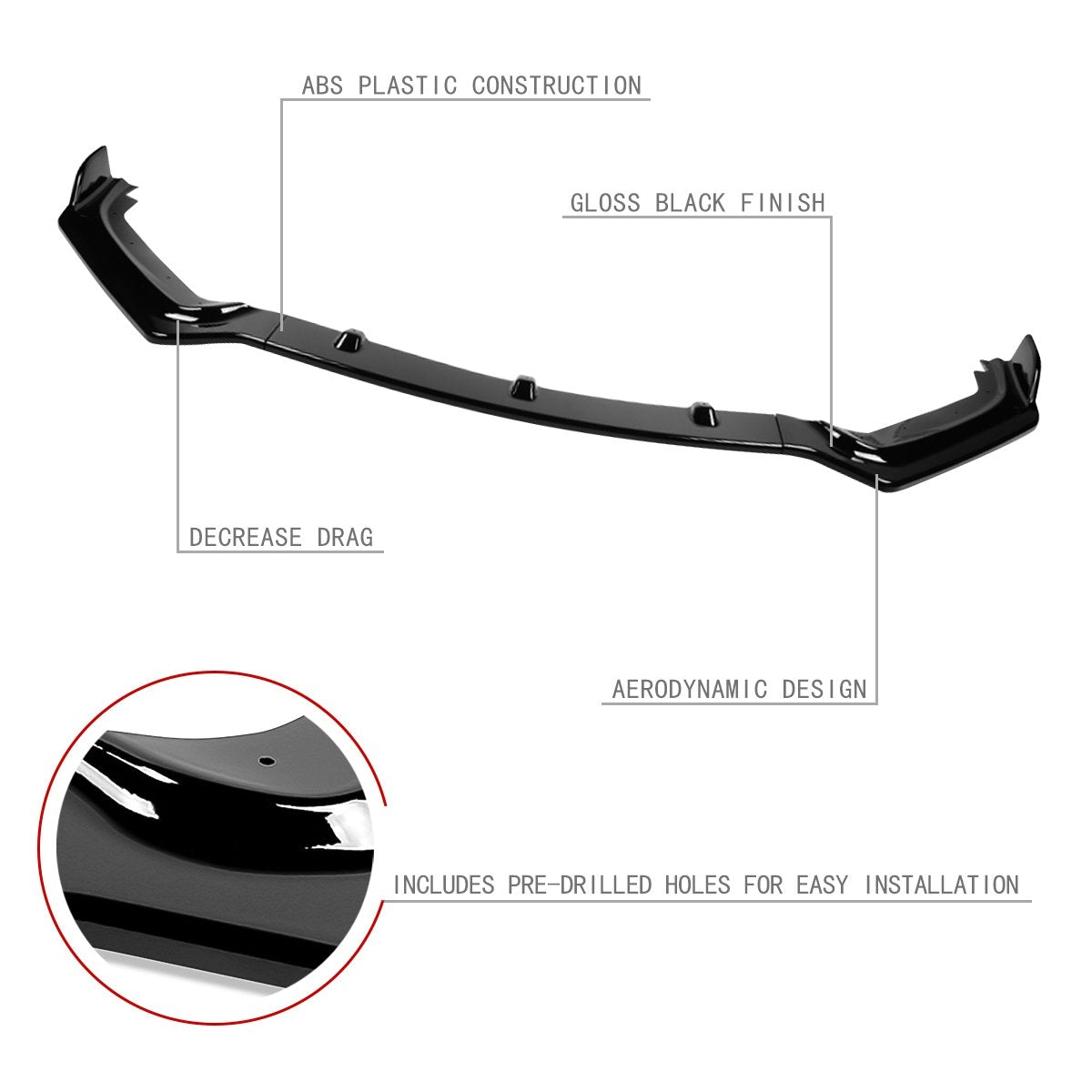 3 Pieces V Style Front Bumper Lip17-20 Infiniti Q60 Coupe – CA Auto Parts