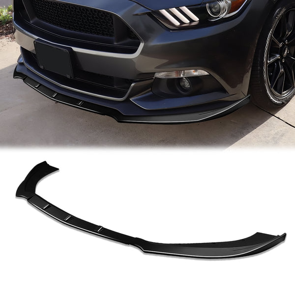 15-17 Ford Mustang Front Bumper Lip - 3 Pieces Design [Gloss Black ...