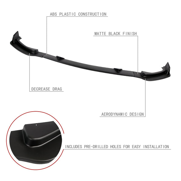 14-17 Infiniti Q50 Front Bumper Lip - 3 Pieces Design [Matte Black ...
