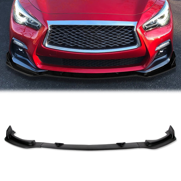 14-17 Infiniti Q50 Front Bumper Lip - 3 Pieces Design [Matte Black ...