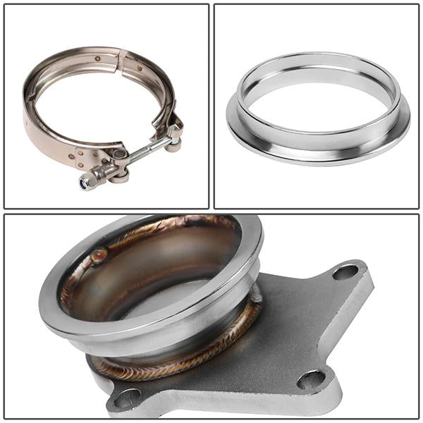 T04E T3/T4 5-Bolt Turbocharger Downpipe Flange to 3 in. ID V-Band Conv ...