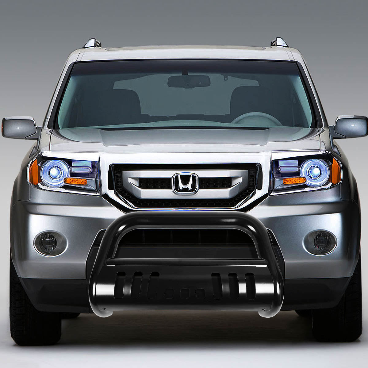 09-15 Honda Pilot Bull Bar w/Skid Plate - Stainless Steel - Black – CA ...