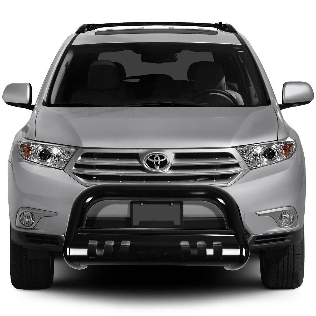 08-13 Toyota Highlander Bull Bar w/Skid Plate - Stainless Steel - Blac ...