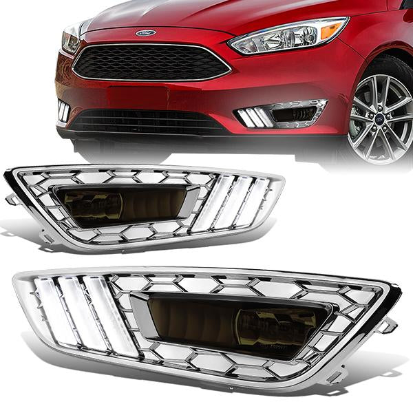 15-17 Ford Focus LED DRL Fog Lights w/ Wiring Harness + Bezel - CA Auto ...