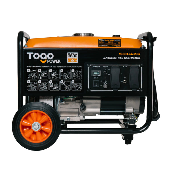 TogoPower GG3600 Gasoline Powered Portable Generator - 3000 Rated Watt ...