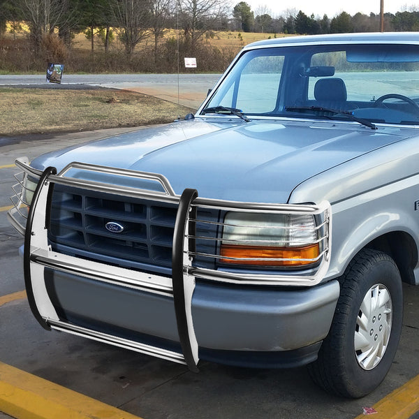 92-97 Ford F150 F250 F350 Bronco Brush Grille Guard - Stainless Steel ...