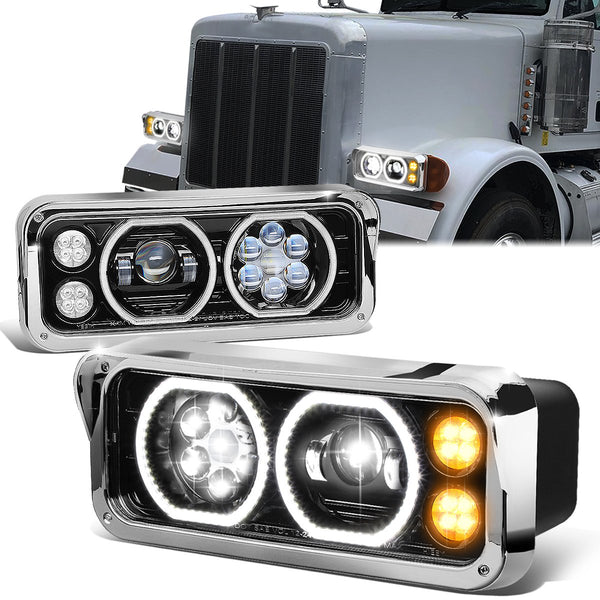 81-19 Kenworth W900 Western Star 4800 LED DRL Halo Projector Headlights ...