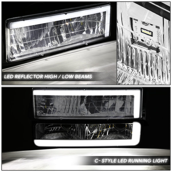 88-02 Chevy GMC C10 C/K Pickup, Suburban 4pcs C-Shape LED DRL Headlight ...