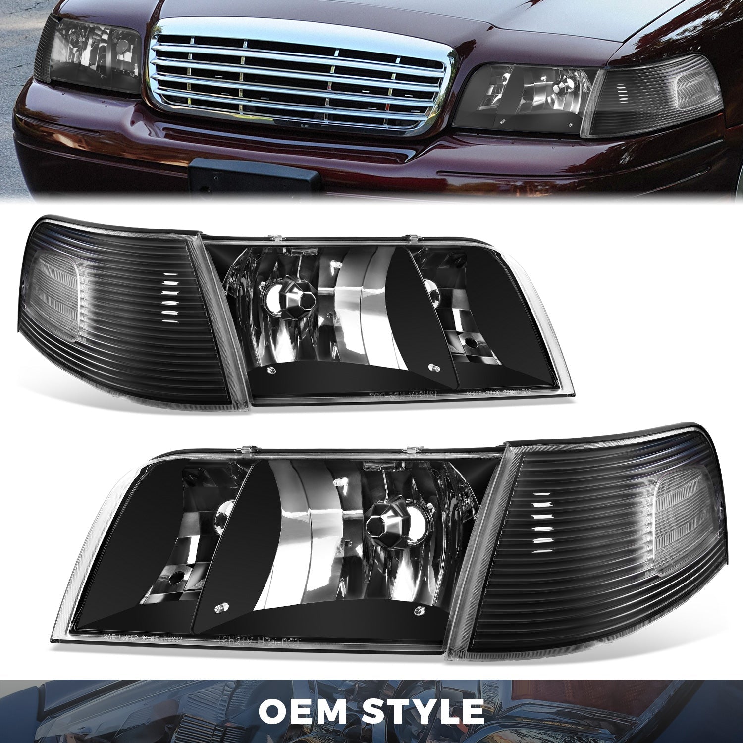 98-11 Ford Crown Victoria Factory Style Headlights – CA Auto Parts