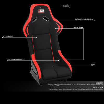 2 Pcs Red Fabric Bucket Racing Seats w/ Mount Brackets & SlidersFi – CA ...