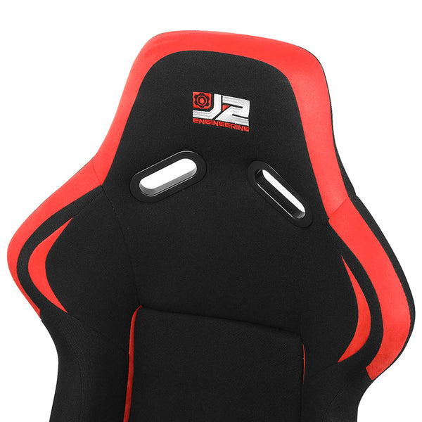 2 Pcs Red Fabric Bucket Racing Seats w/ Mount Brackets+Sliders - CA ...