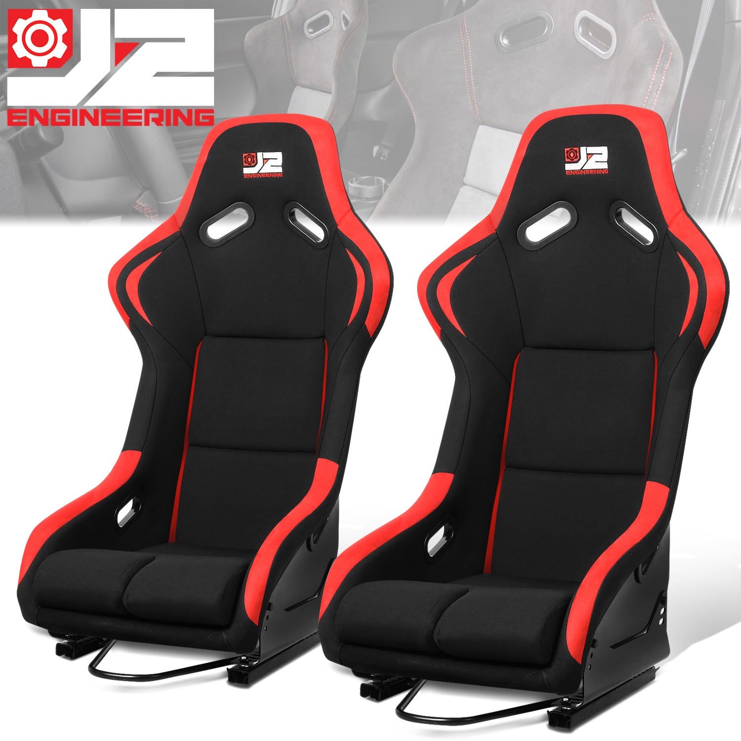 2 Pcs Red Fabric Bucket Racing Seats w/ Mount Brackets & SlidersFi – CA ...