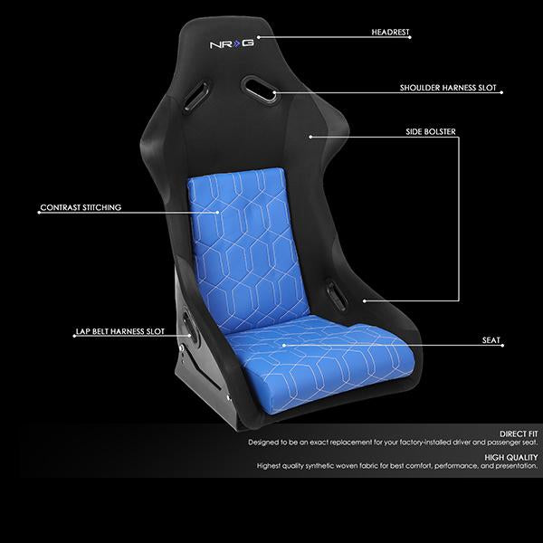 1 Piece Large Blue Cushion Fiber Glass Bucket Racing Seat Universal ...