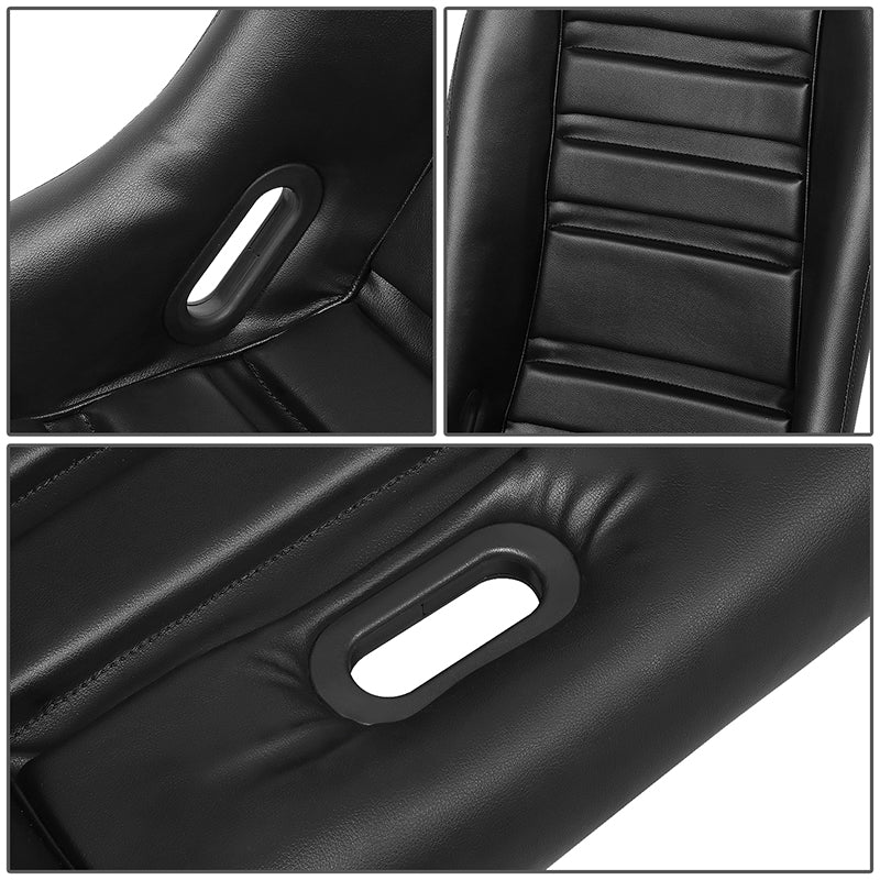 Black Fiberglass Leather Bucket Racing Seat Universal – CA Auto Parts