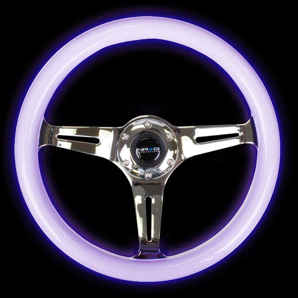 350mm Luminor White Wood Grain Steering Wheel Purple GlowUniversal - CA ...