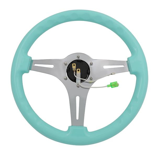 350mm 2 in. Deep Dish Minty Fresh Colored Wood Grip Steering WheelUniv ...