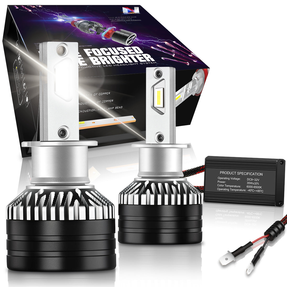 Pair H3 LED Headlight Bulb Conversion Kit w/ Fan CoolingUniversal – CA ...