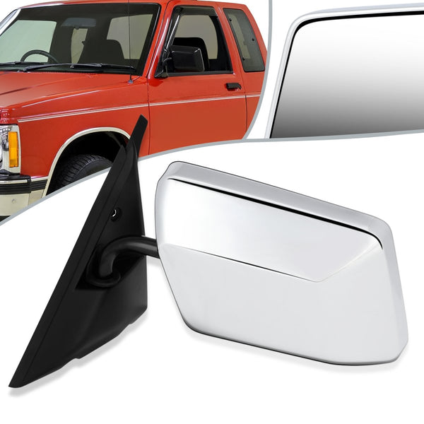 Chrome Manual Side View Mirror (Left) 82-90 Chevy S10/S10 Blazer, 82-9 ...