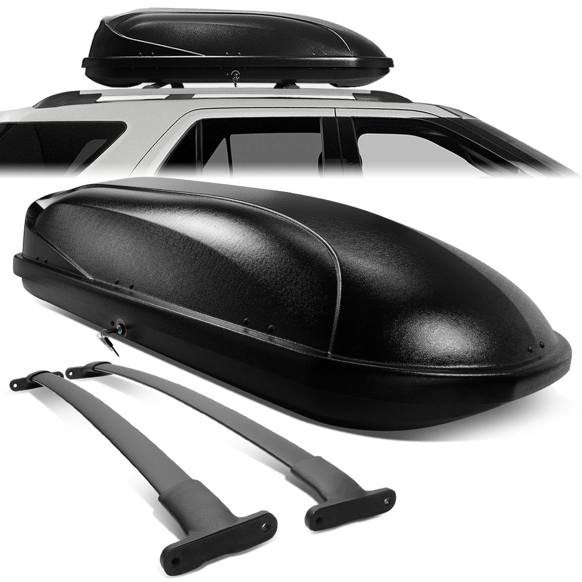 Black Aluminum Roof Rack Cross Bar Lockable Cargo Box16-18 Ford Explor ...