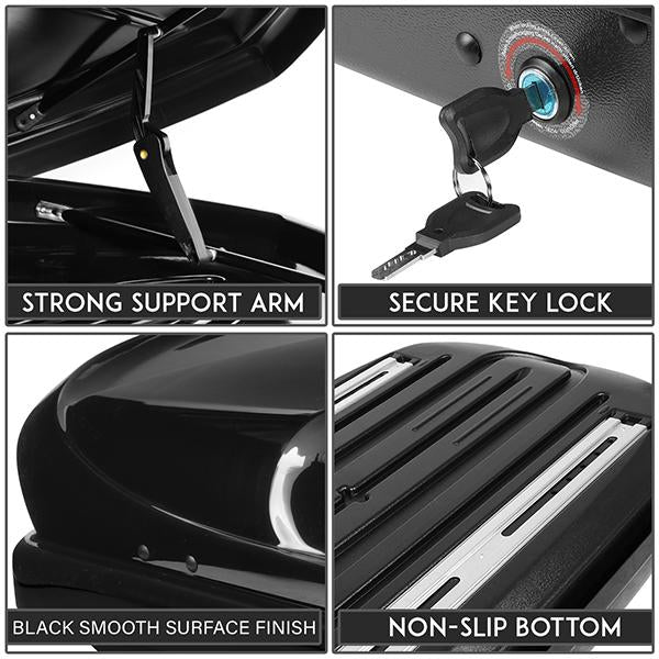 Black Aluminum Cross Bar Roof Cargo Storage BoxFits model w/ Roof Rail ...