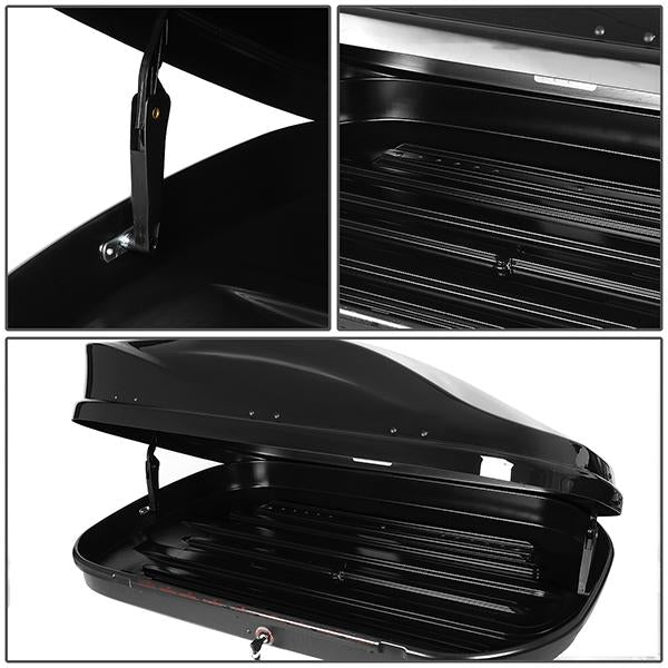 Black Aluminum Cross Bar Roof Cargo Storage BoxFits model w/ Roof Rail ...