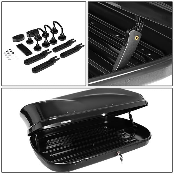 Black Aluminum Cross Bar Roof Cargo Storage BoxFits model w/ Roof Rail ...