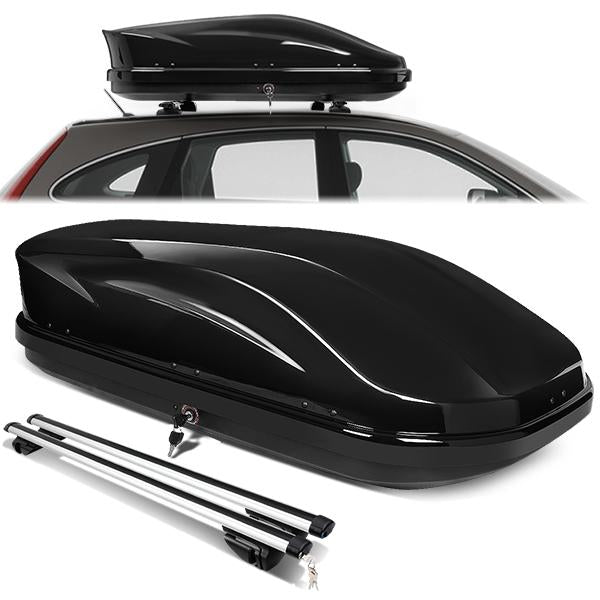 Black Aluminum Cross Bar Roof Cargo Storage BoxFits model w/ Roof Rail ...
