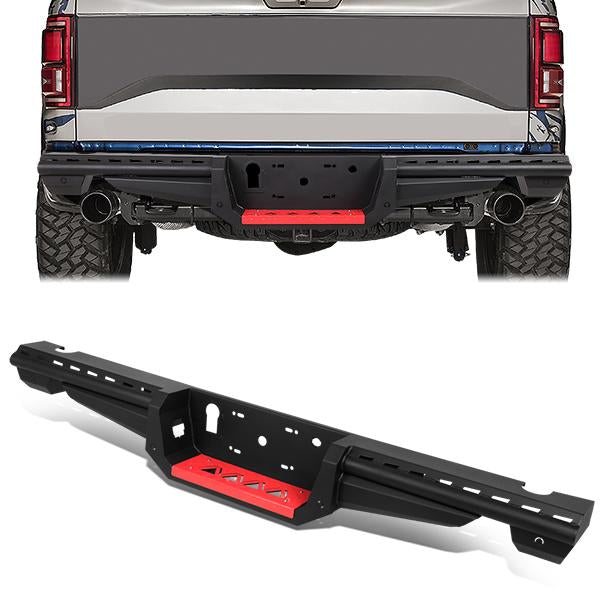17-19 Ford F150 Raptor Rear Steel Step Bumper Face Bar with Sensor Hol ...