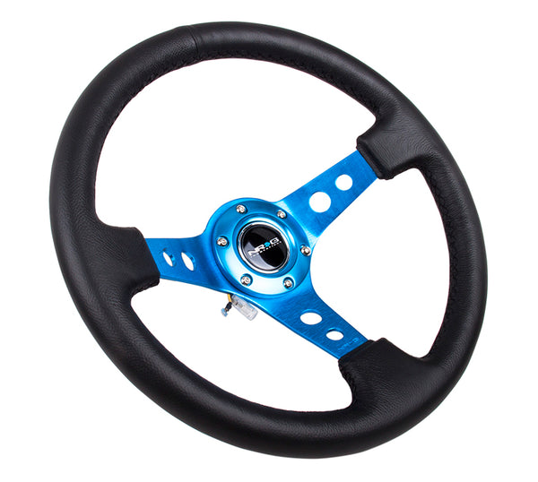 350mm 3 in. Deep Dish Leather Grip Steering WheelUniversal - CA Auto Parts