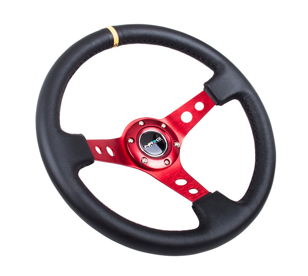 350mm 3 in. Deep Dish Leather Grip Steering Wheel - RST-006RD-Y - CA ...