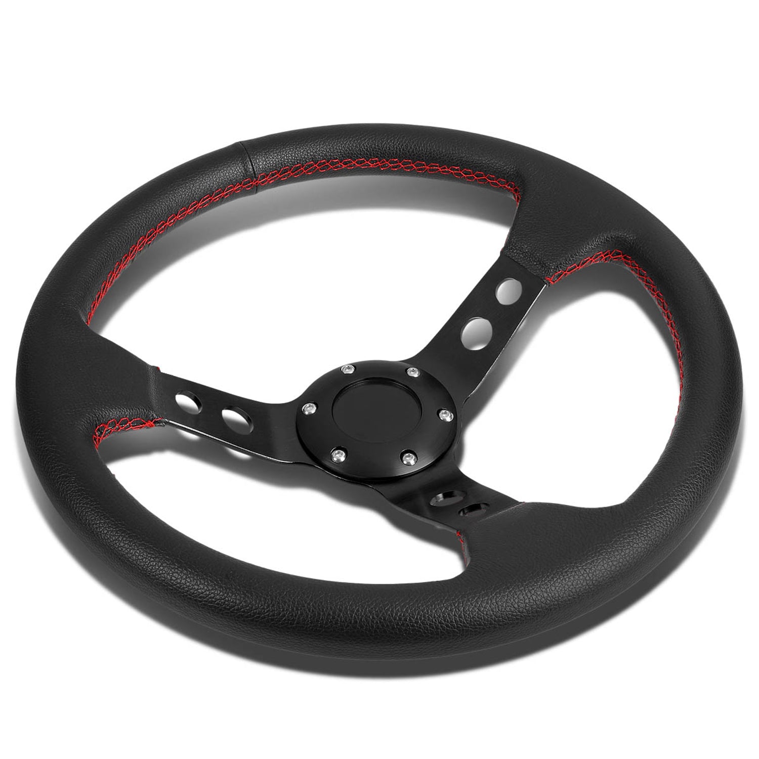 345mm Aluminum 3 in. D Leather Grip Steering WheelUniversal – CA Auto Parts