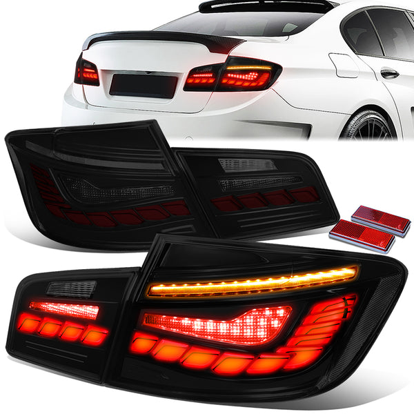 LED Sequentail Turn Signal Brake Tail Lights (Red, Smoked) 11-16 BMW 5 ...