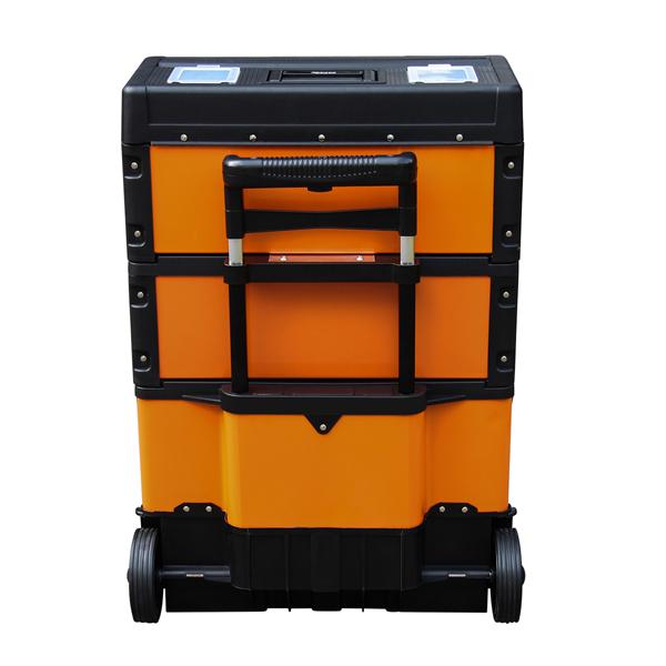 3-Tier Stackable Tool Box Trolly w/Extendable Handle - 490mm W x 633mm ...