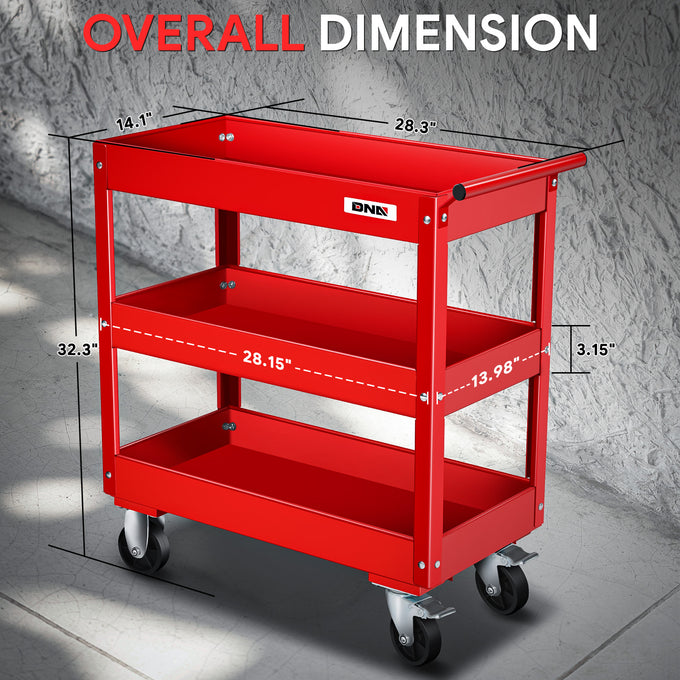 3-Layer Steel Utility Service Cart 28.3L x 14.1W x 32.28 in. H – CA ...