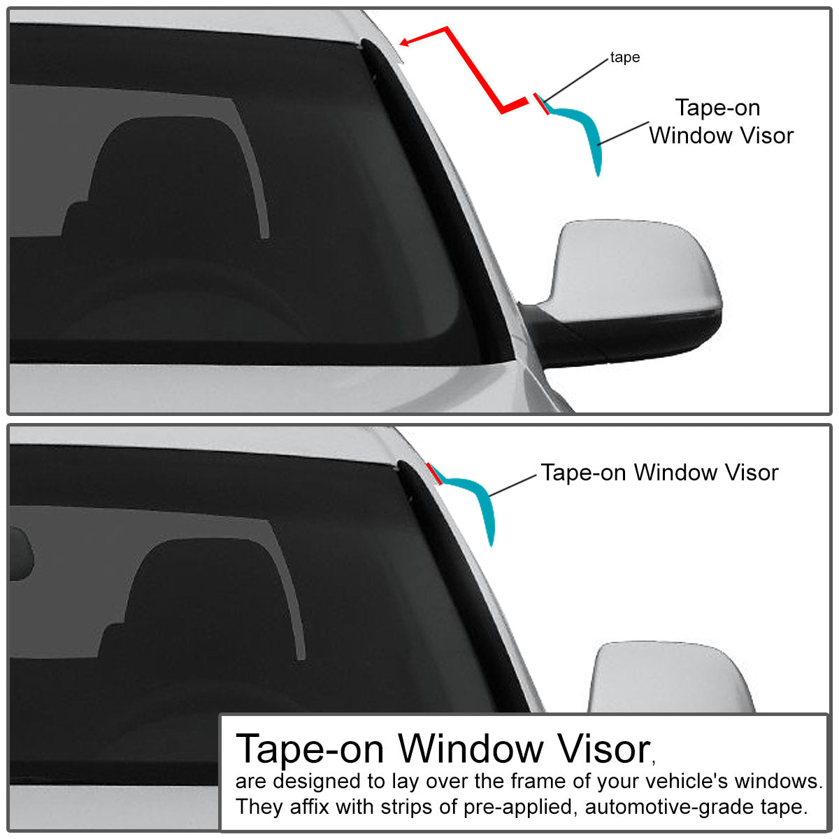 04-08 Ford F150 Super Crew Cab Tape-On Wind Deflectors Window Visors ...